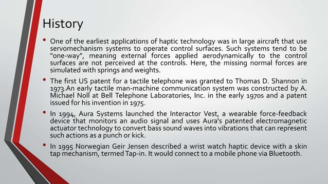 Haptic technology ppt | PPTX | Consumer Electronics | Technology & Computing