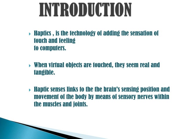 Haptic Technology ppt | PPTX | Robotics | Technology & Computing