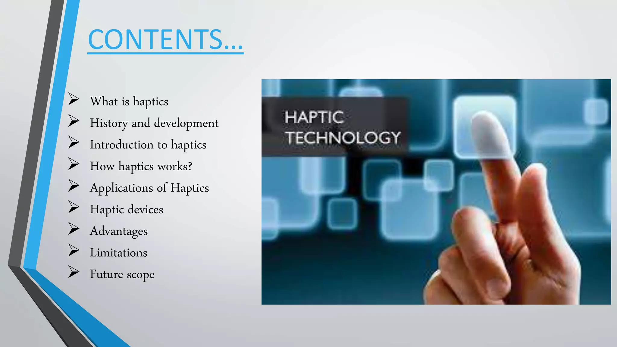 presentation on Haptic Technology | PPTX | Consumer Electronics | Technology & Computing