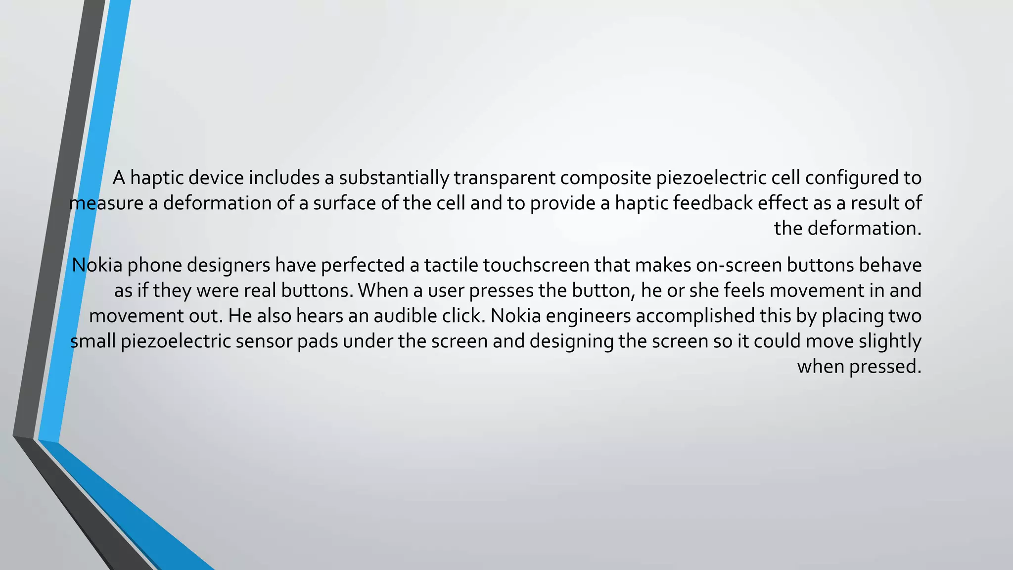 presentation on Haptic Technology | PPTX | Consumer Electronics | Technology & Computing