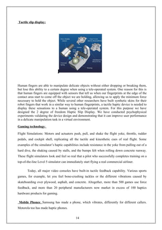 Haptic technology | DOC | Graphics Software | Computer Software and ...