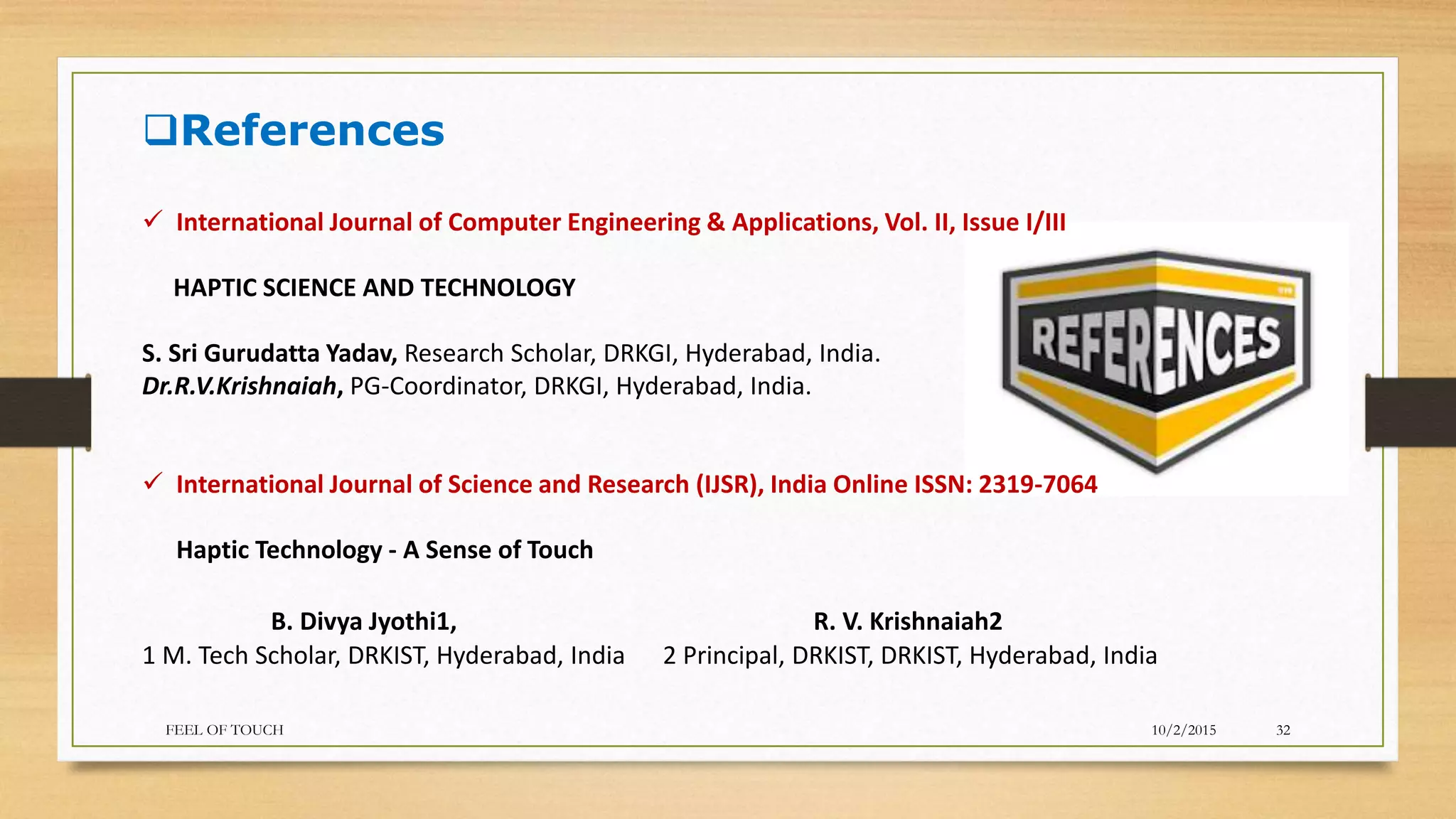 Haptic technology | PPTX | Consumer Electronics | Technology & Computing