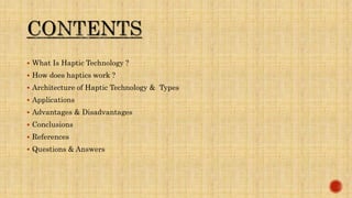 Haptic technology | PPTX | Computing | Technology & Computing