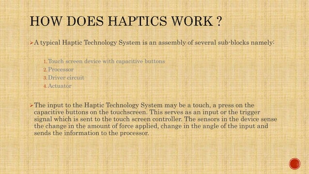 Haptic technology | PPTX | Computing | Technology & Computing