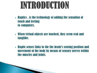 Haptic technology ppt | PPT