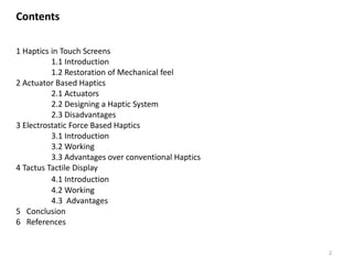 Haptics Touchscreens | PPTX | Consumer Electronics | Technology & Computing