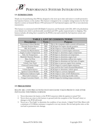 Har 1006 LT1 harness instructions | PDF