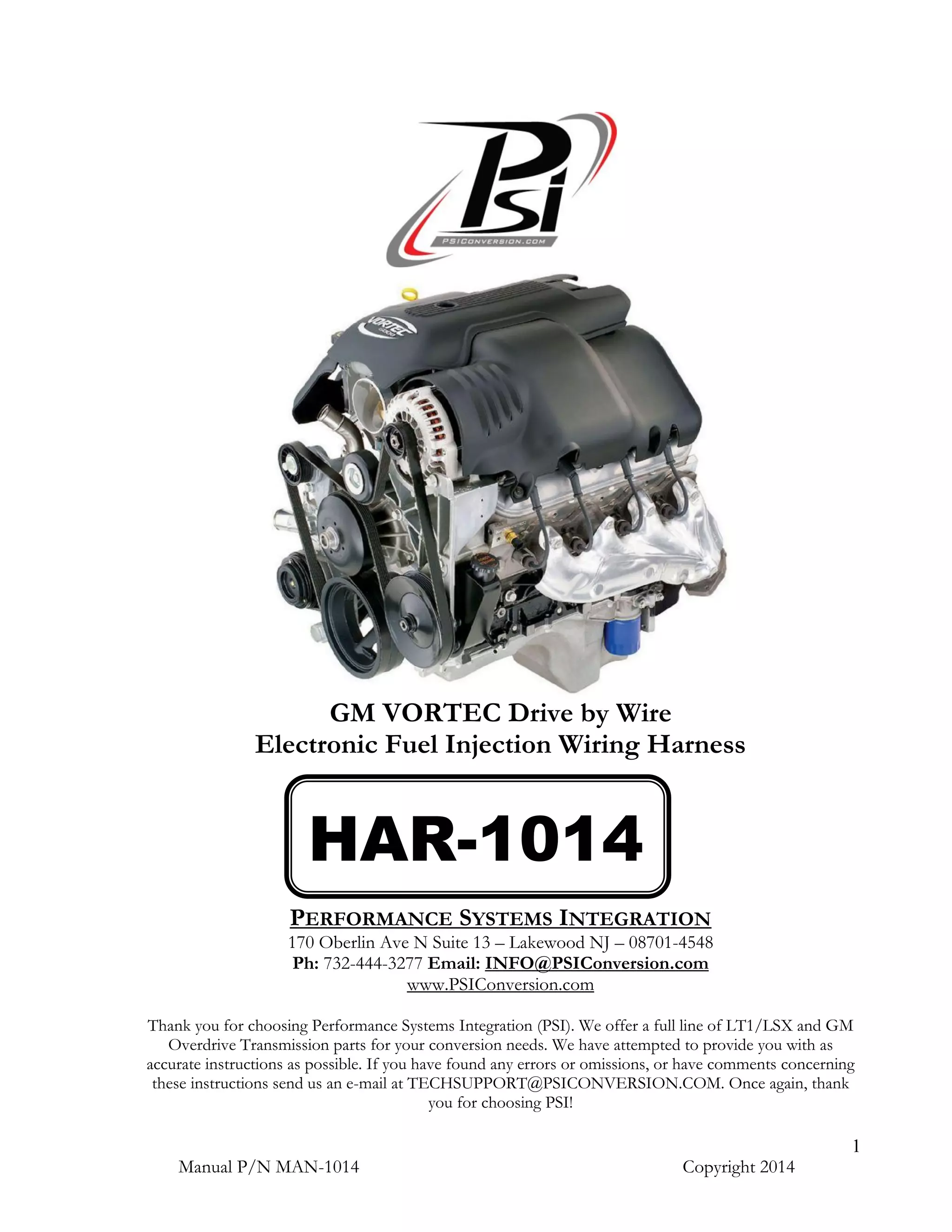 Har 1014 Vortec DBW Wiring Harness Manual and Instructions | PDF