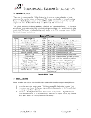 Har 1016 LS1 DBW Wiring Harness Manual and Instructions | PDF