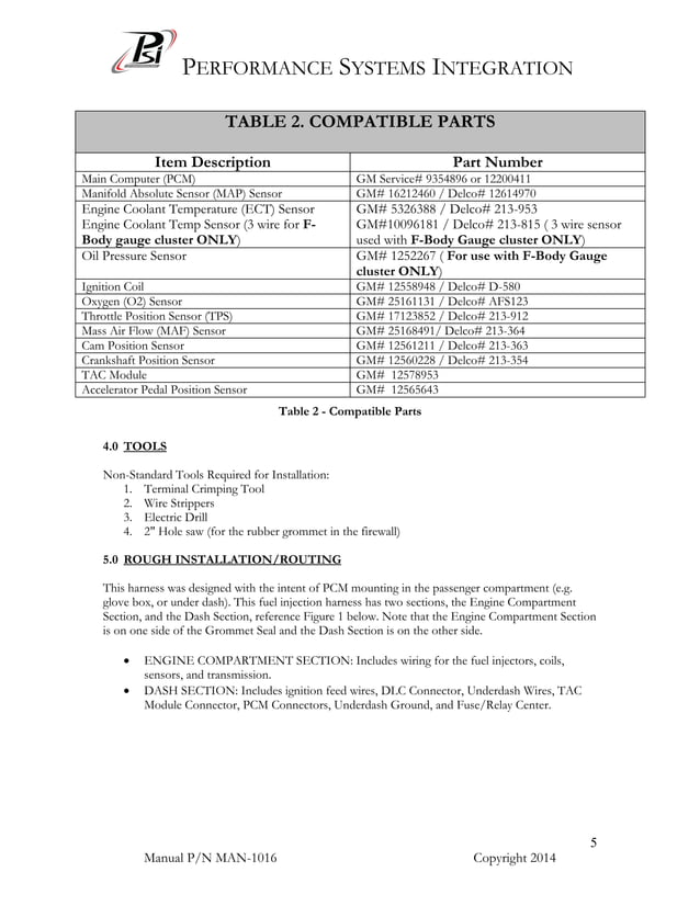 Har 1016 LS1 DBW Wiring Harness Manual and Instructions | PDF