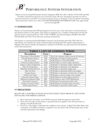 Har 1019 Vortec Swap Wiring Harness Instructions - EFI Conversion from ...