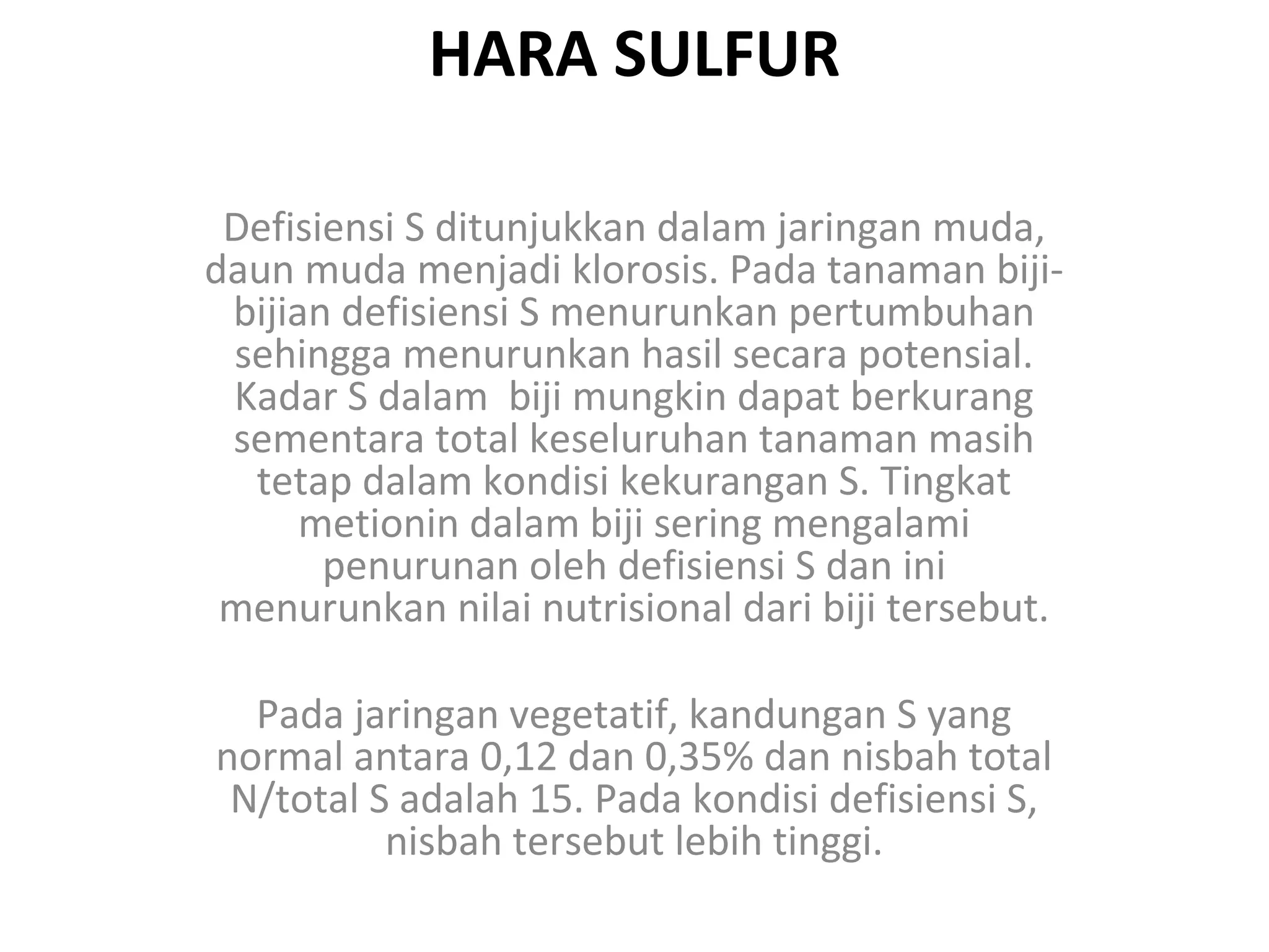Hara sulfur-tanaman | PPT