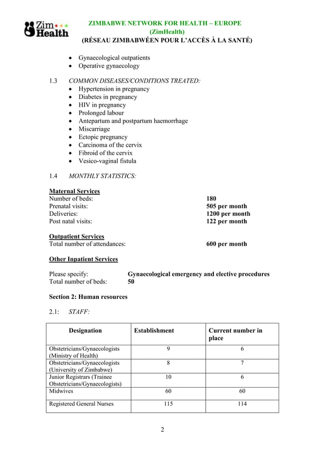 Harare hospital clinic profile | PDF