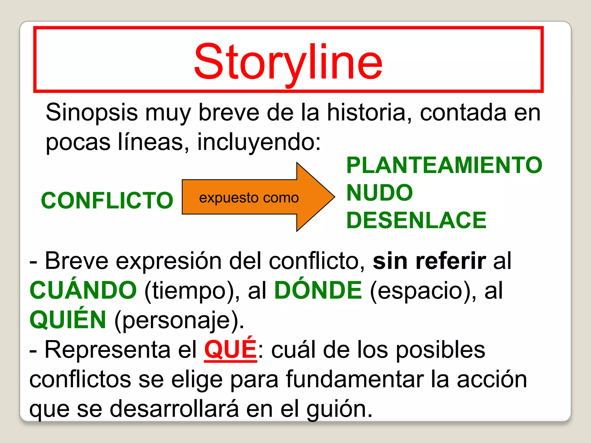 La idea y el storyline en el guión audiovisual de ficción | PPTX