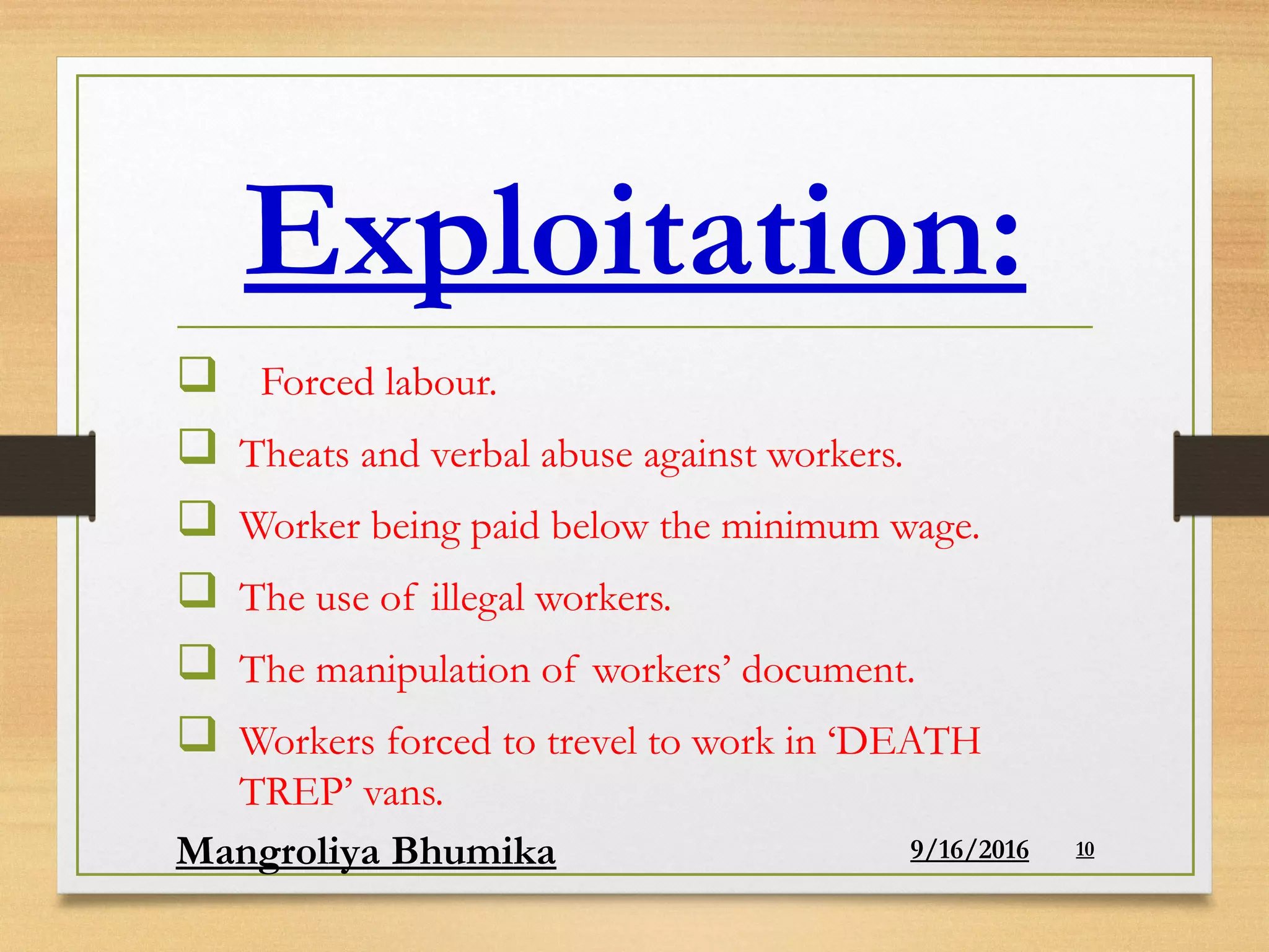 Harassment and exploitation of workplace.bhumika | PPT