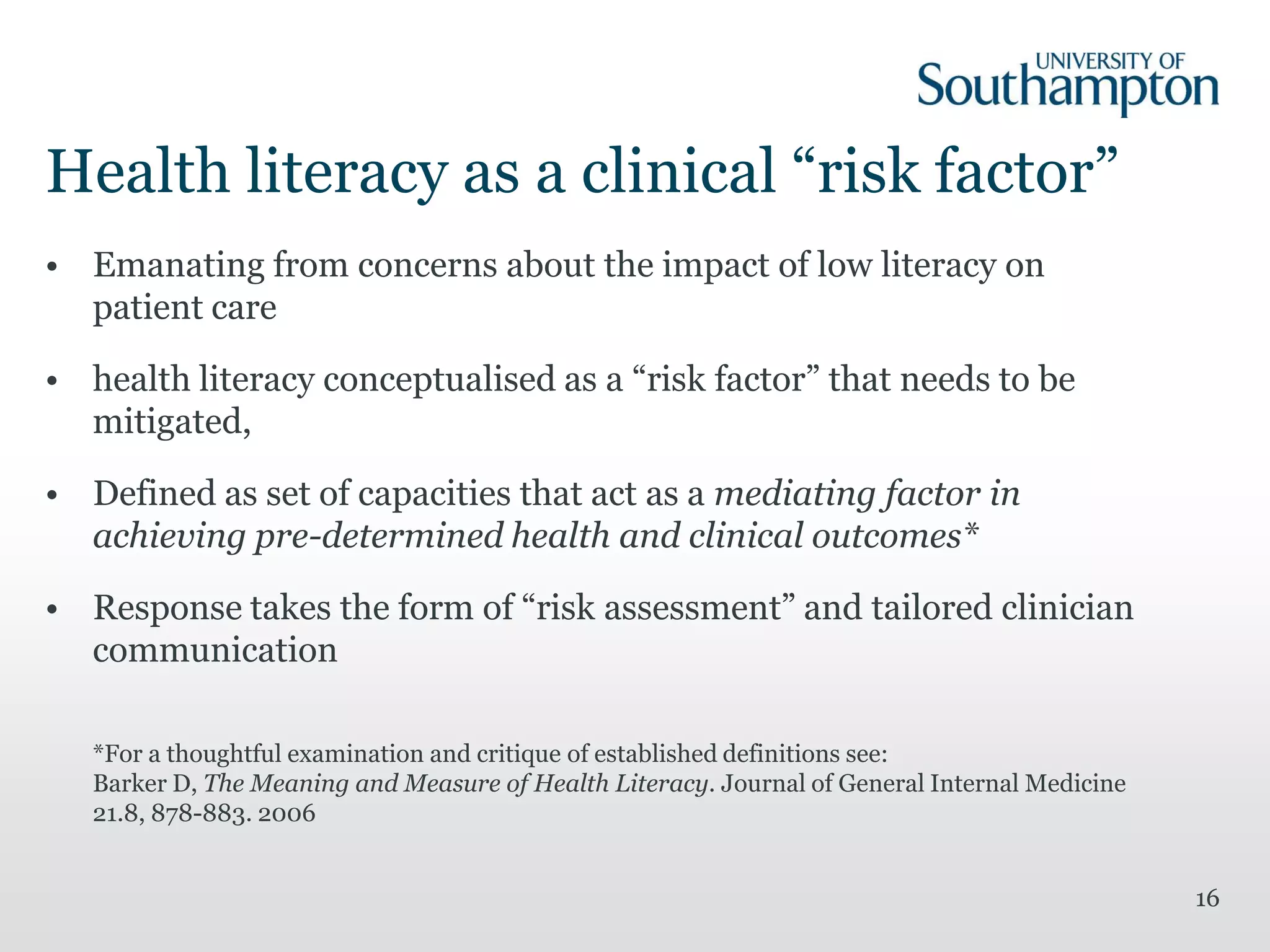 Don Nutbeam | The evolving concept of health literacy | PDF