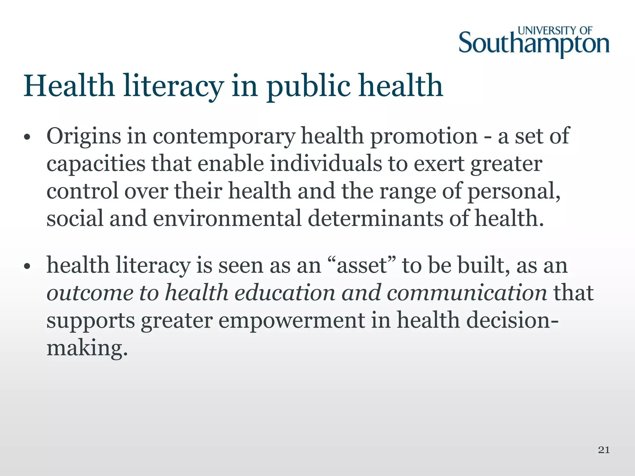 Don Nutbeam | The evolving concept of health literacy | PDF