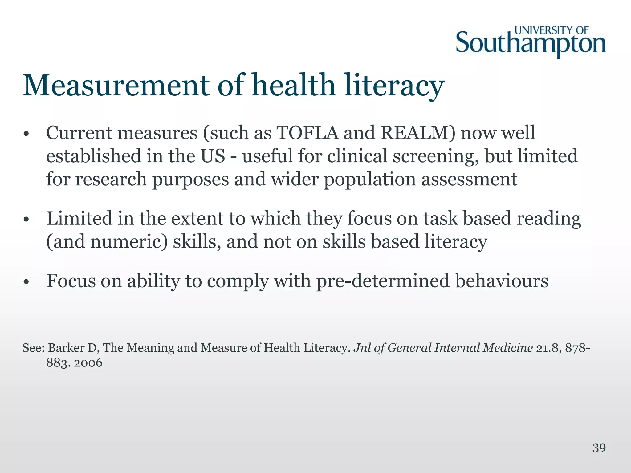 Don Nutbeam | The evolving concept of health literacy | PDF