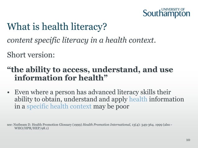 Don Nutbeam | The evolving concept of health literacy | PDF