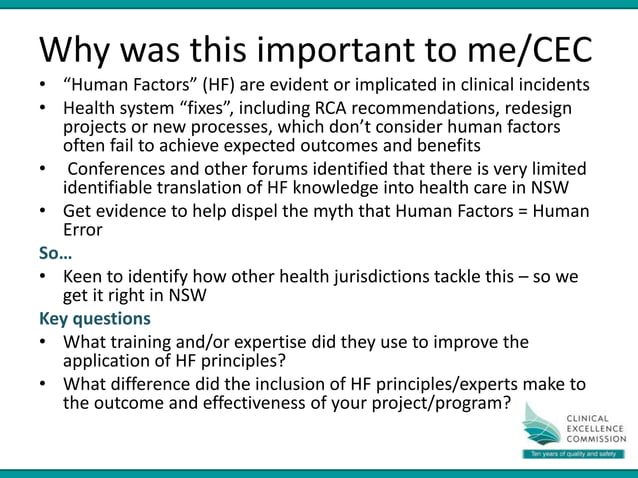 Bronwyn Shumack, Clinical Excellence Commission | PPTX