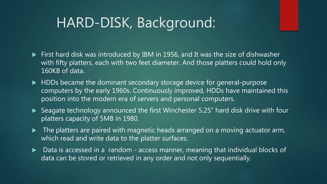 Hard disk project | PPTX | Data Storage and Warehousing | Computing