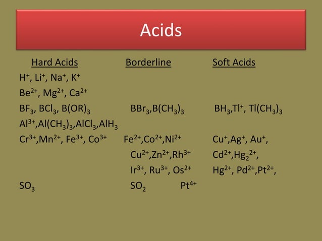 Hard soft acid-base theory | PPTX | Chemistry | Science