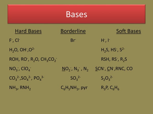 Hard soft acid-base theory | PPTX | Chemistry | Science