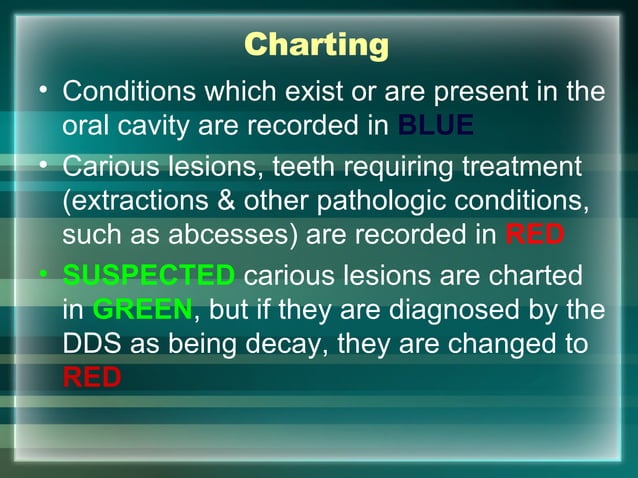 Hard Tissue Charting | PPT | Dental Health | Diseases and Conditions