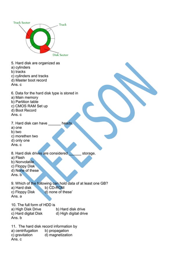 Hard Disk MCQ (HDD Questions and Answers) | PDF Hard Disk MCQ (HDD Questions and Answers) | PDF