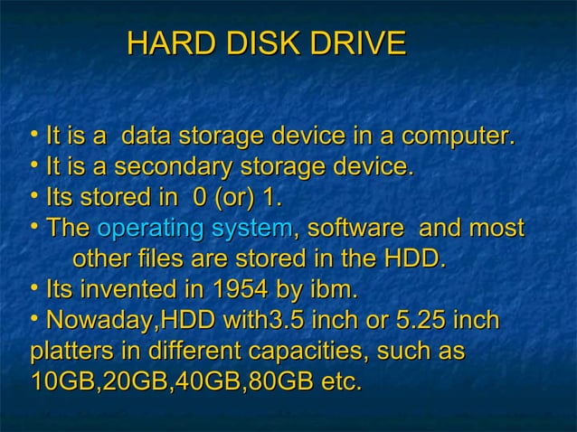 Hard disk PPT | PPT | Operating Systems | Computer Software and Applications