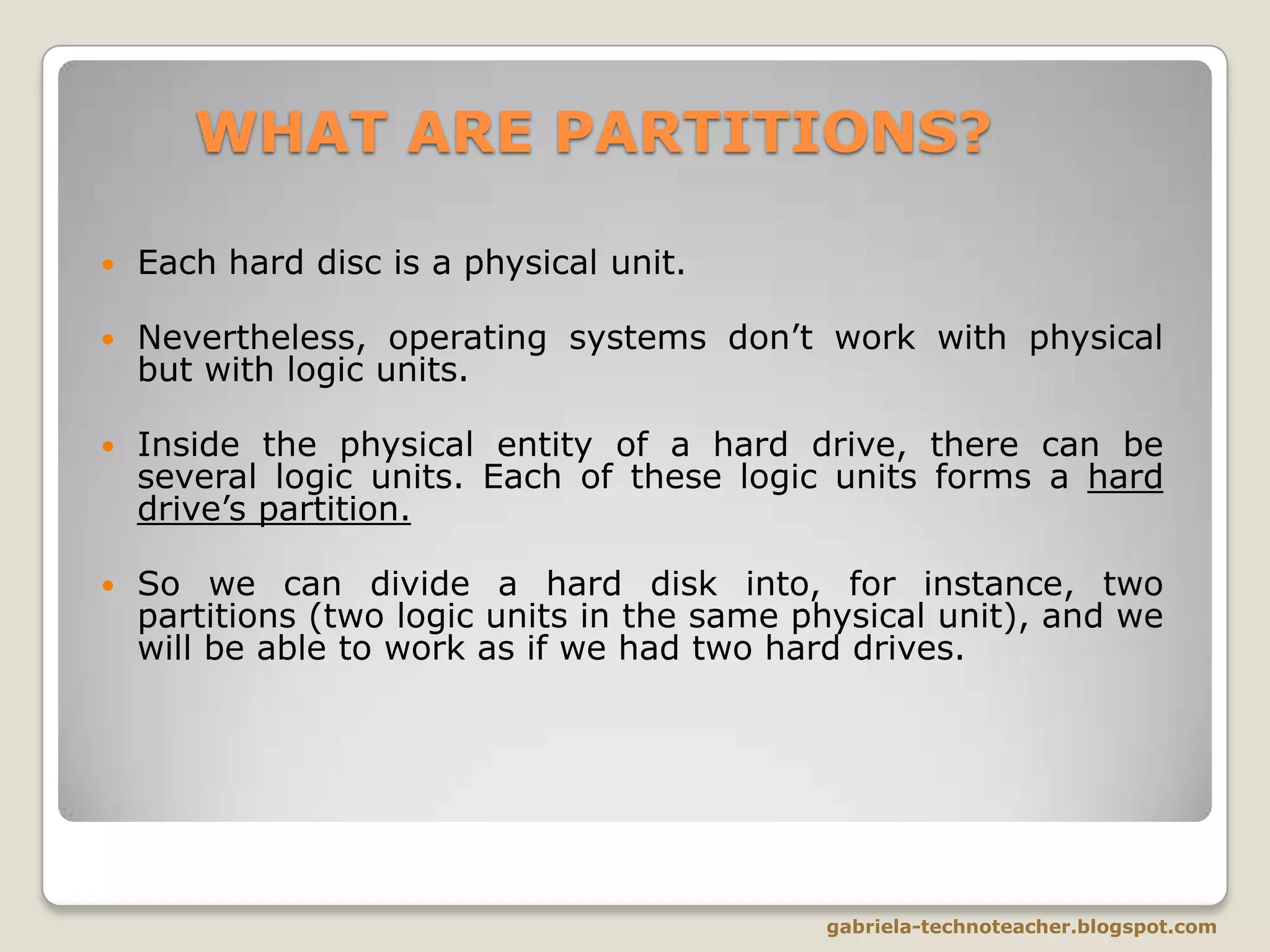 Hard drive partitions | PPSX