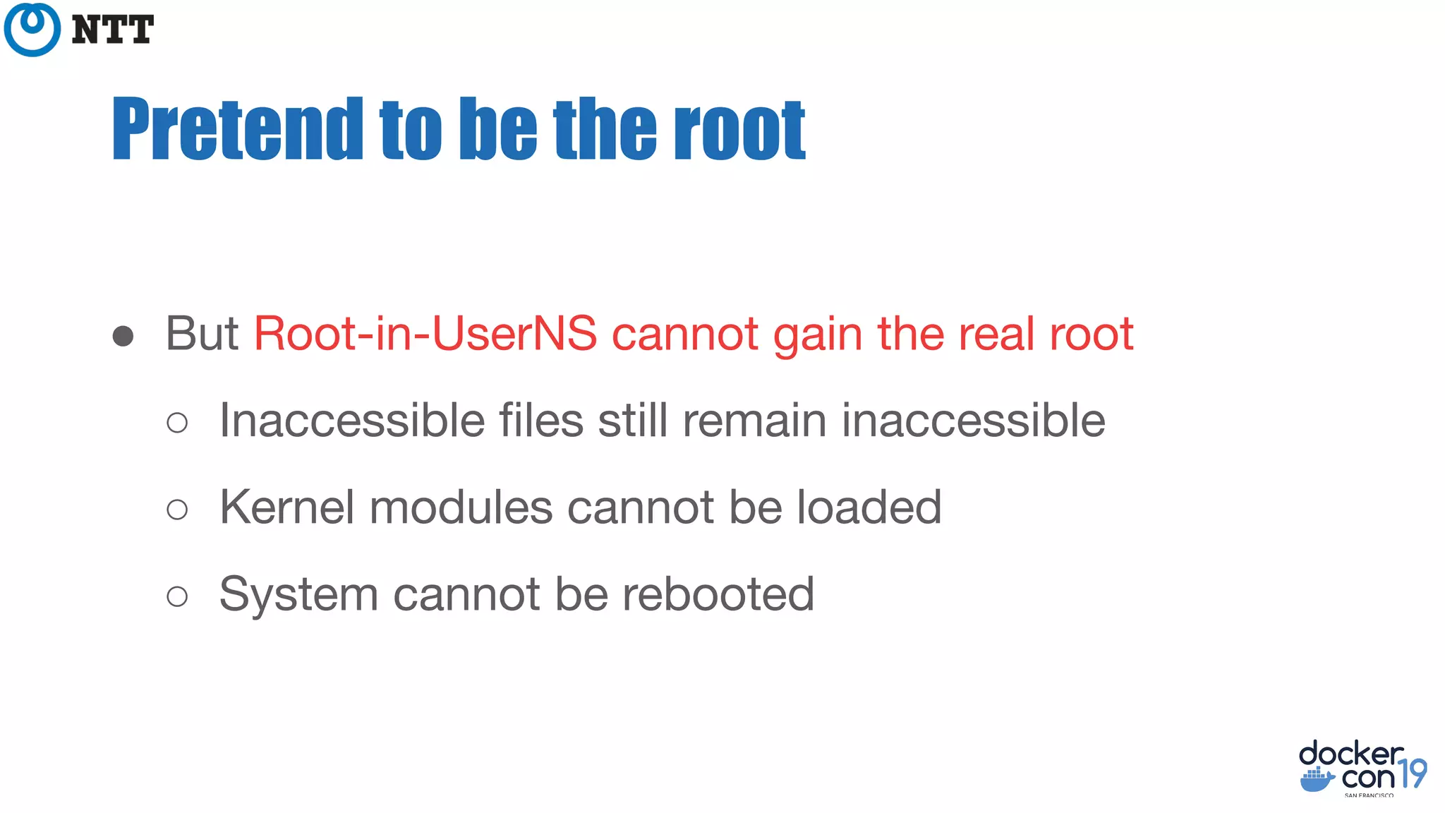 [DockerCon 2019] Hardening Docker daemon with Rootless mode | PDF