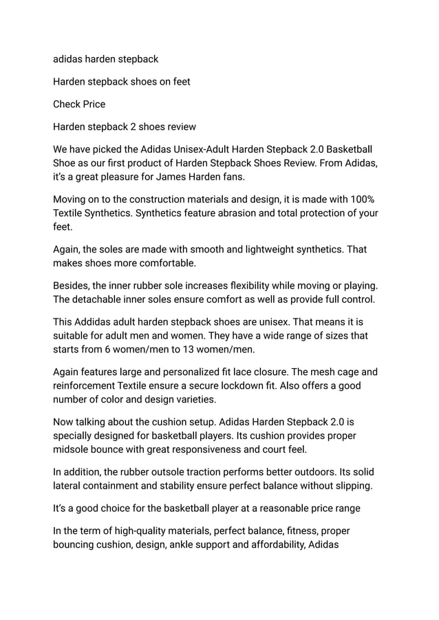 Harden stepback shoes | PDF