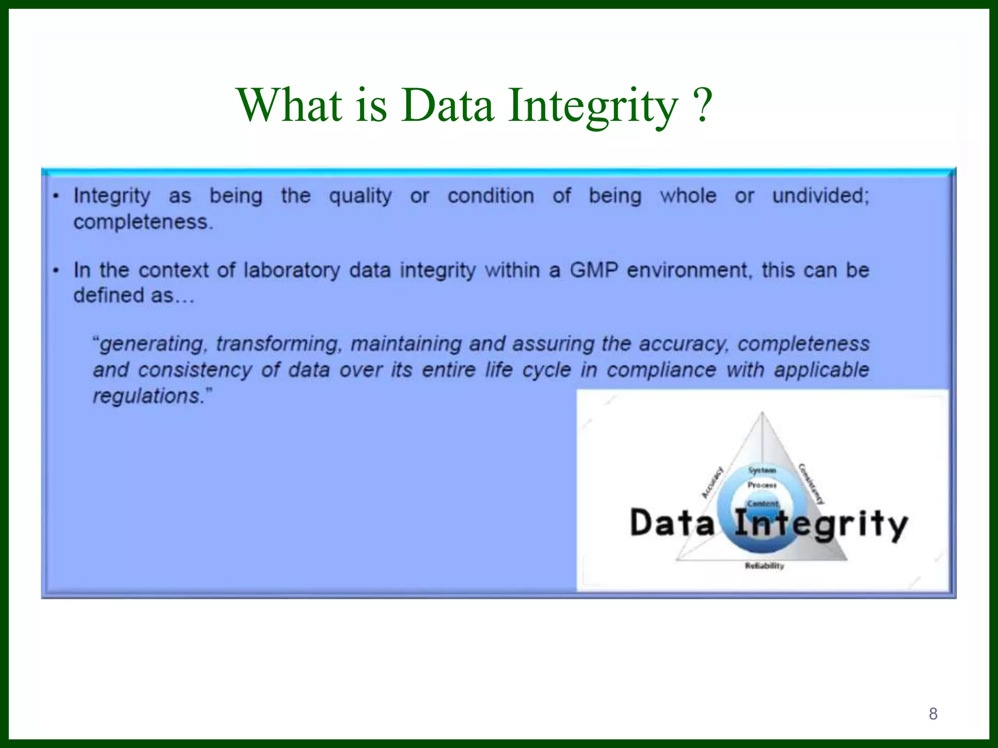 DATA INTEGRITY GMP COMPLIANCE | PPTX