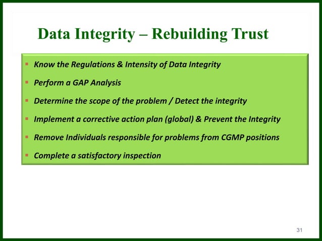 DATA INTEGRITY GMP COMPLIANCE | PPTX