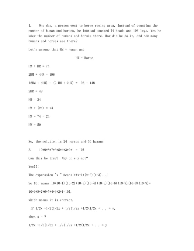 Maths Questions | RTF