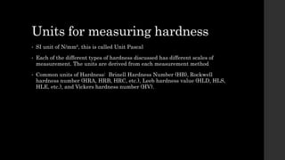 Hardness measurement | Material Science and Metallurgy | PPTX