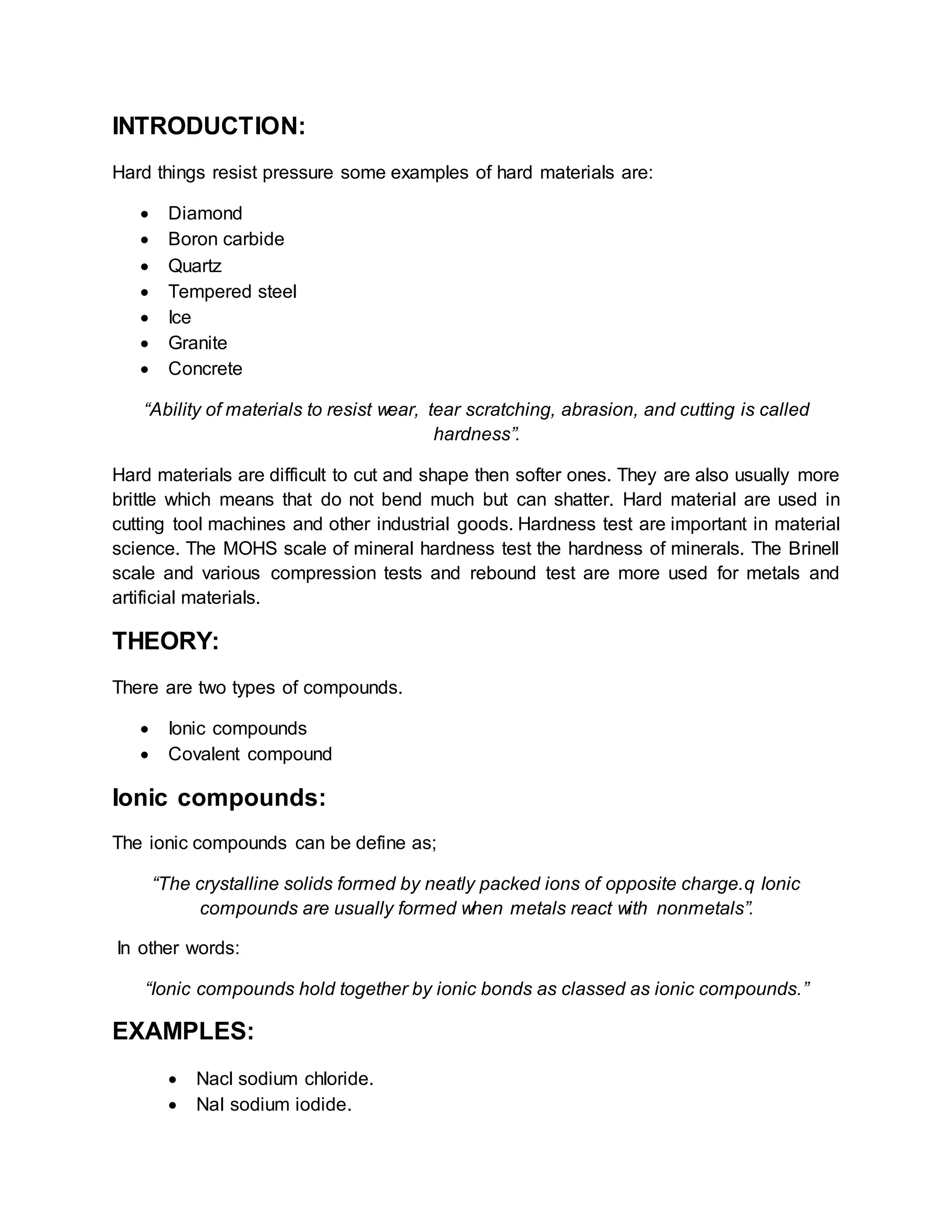 the Hardness of the compound. | DOCX
