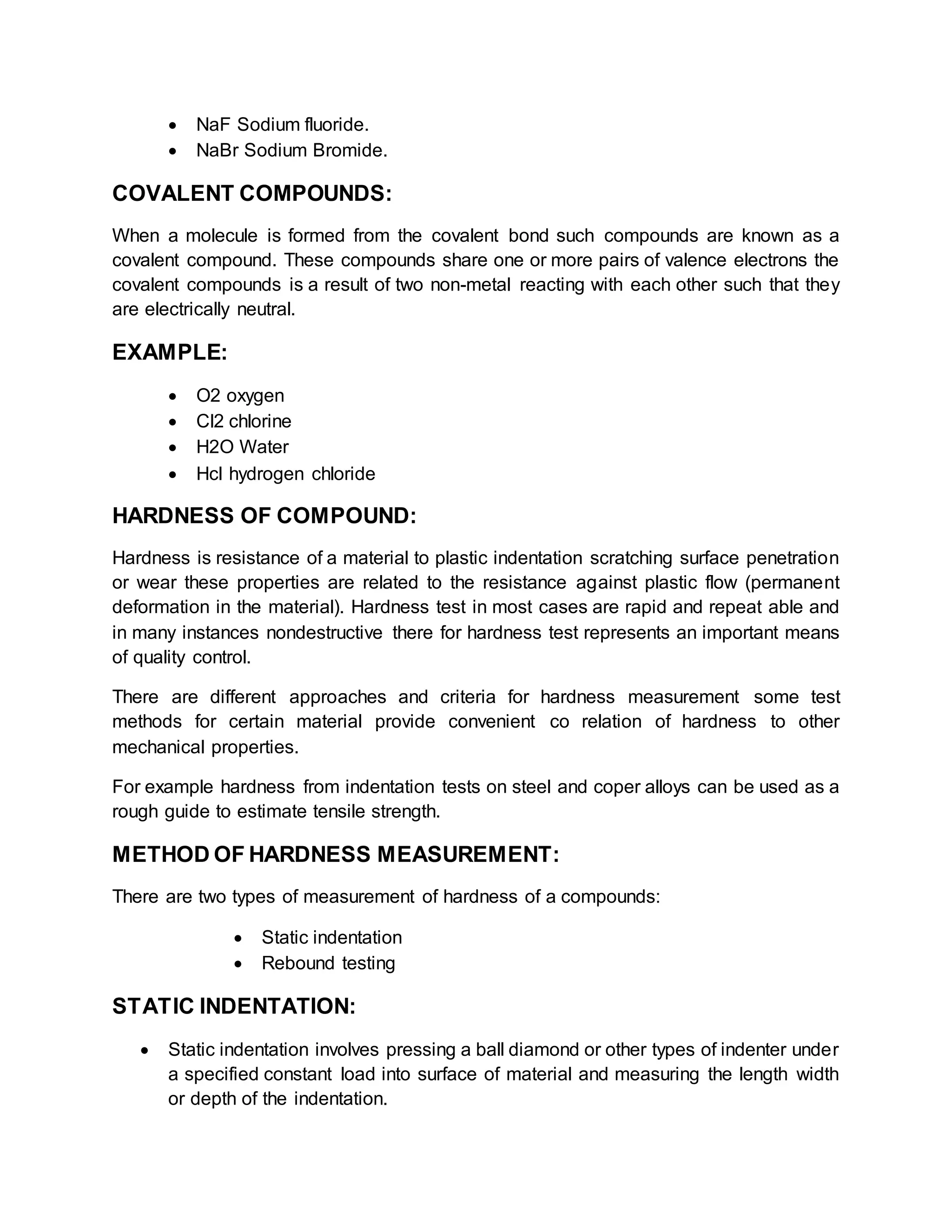 the Hardness of the compound. | DOCX