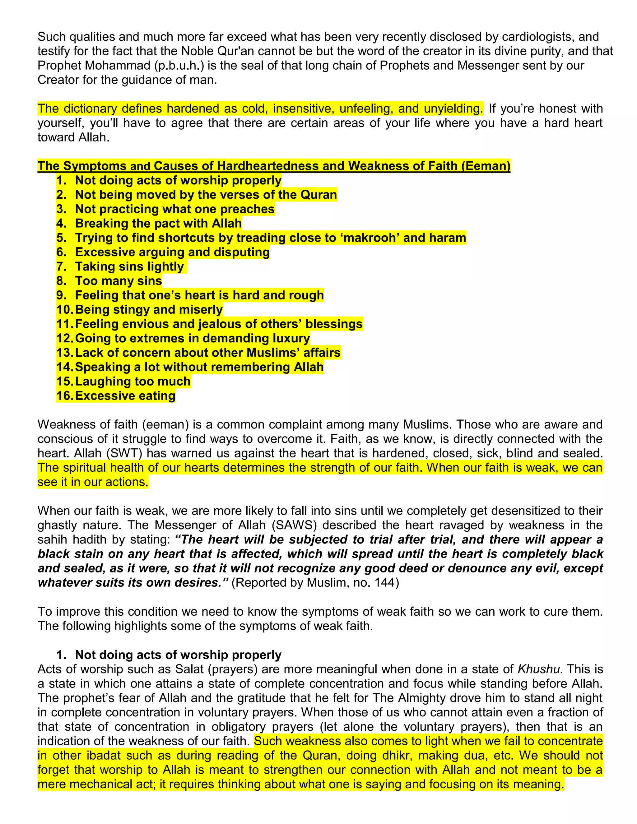 Hardness of hearts in as described in Chapter 2 Verse 74 of the Holy ...