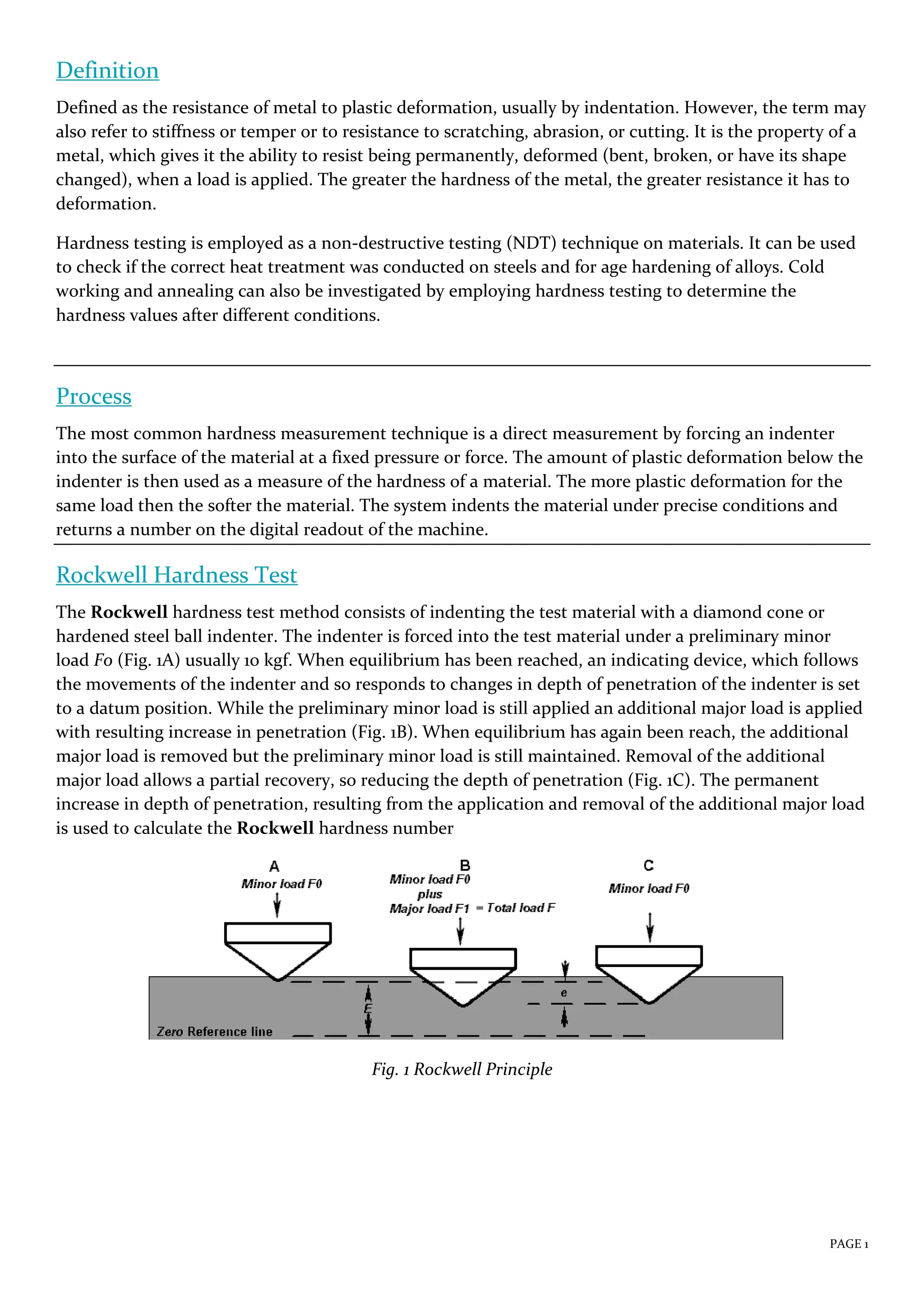 Report on Hardness test | PDF