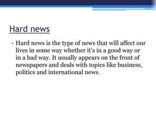 Hard news and soft news | PPTX