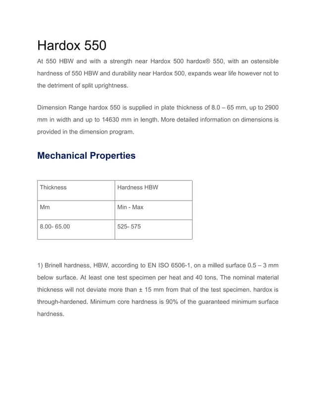 Hardox 550 | PDF