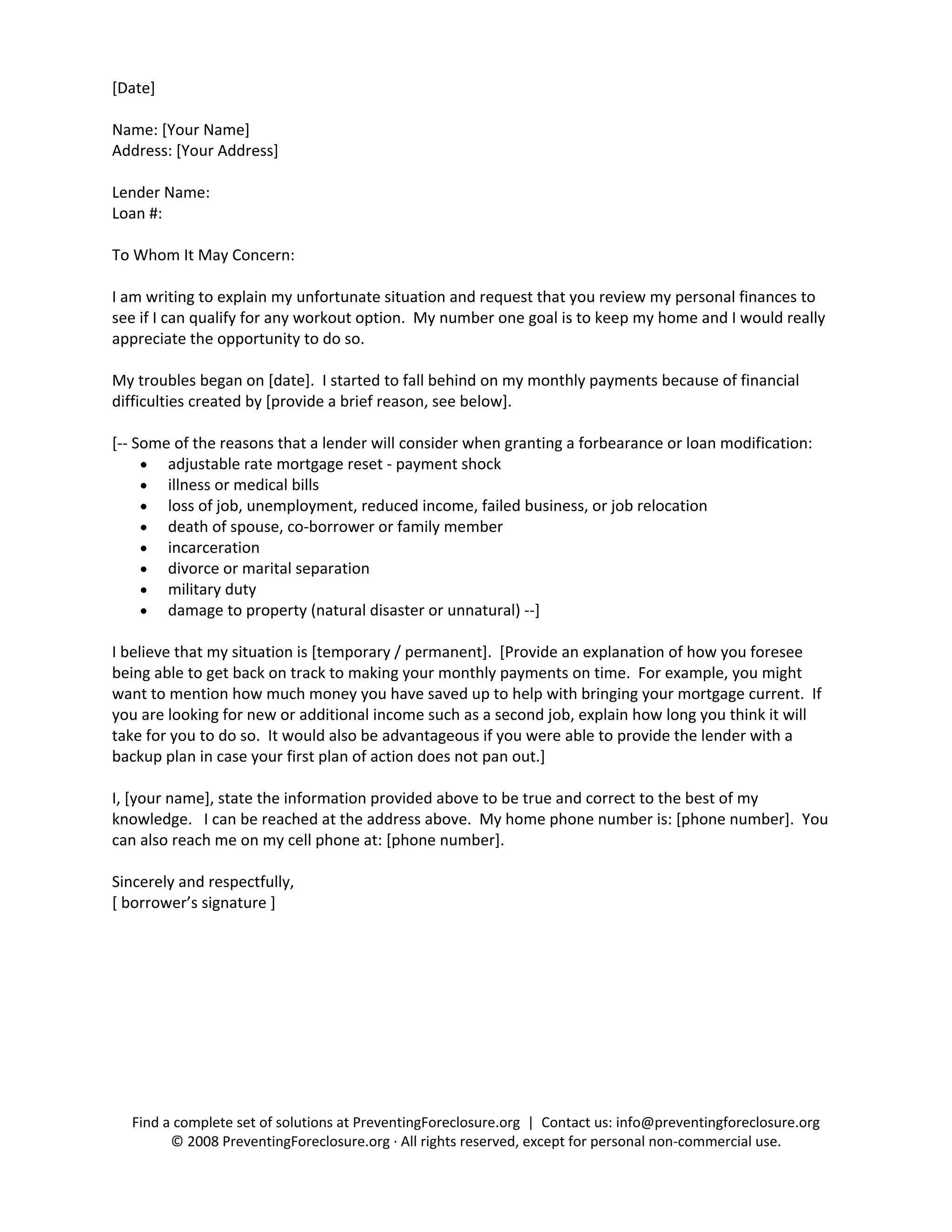 Hardship letter sample template | PDF
