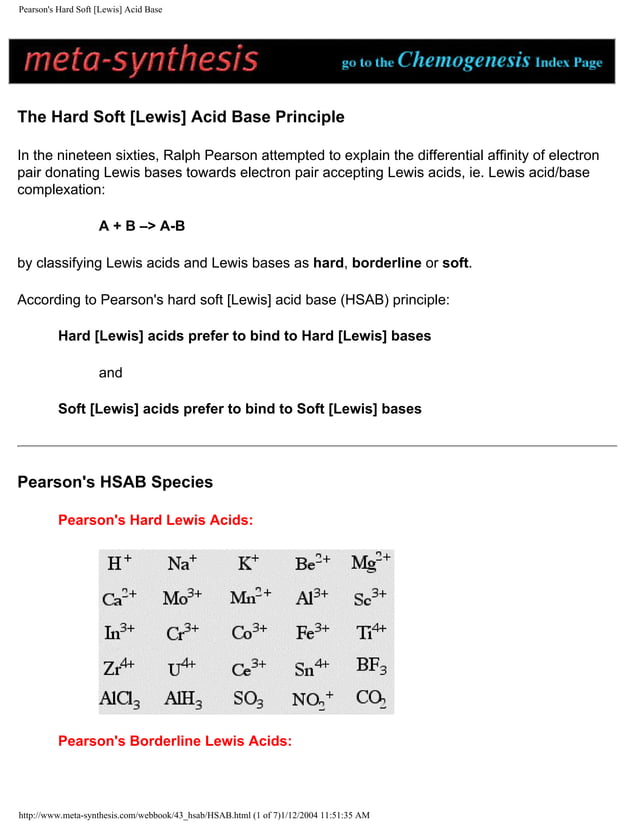 Hard soft acid_base | PDF | Chemistry | Science