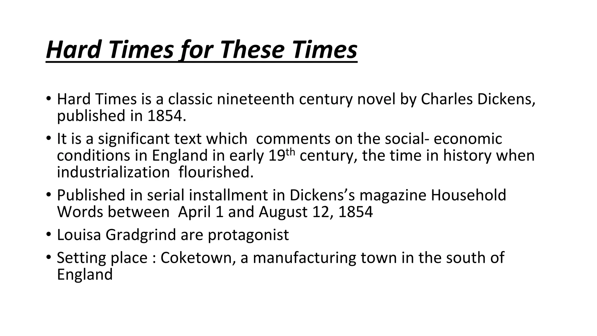 Hard Times: Character Study | PPTX