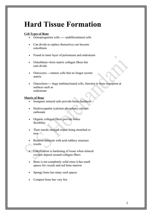 Hard tissue formation | DOC