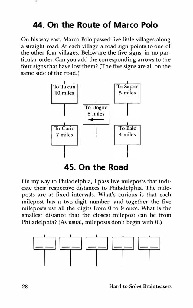 Hard to solve brain teasers | PDF