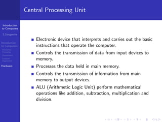 Introduction to Computers - Hardware | PDF