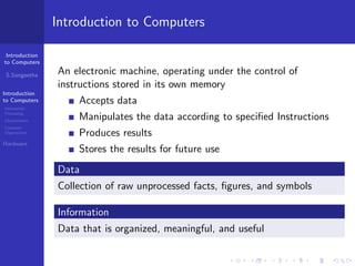 Introduction to Computers - Hardware | PDF